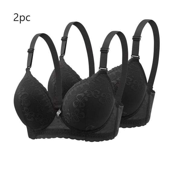 Agkizg Embroidered Underwire Bra Push Up Soft Breathable Comfortable ...