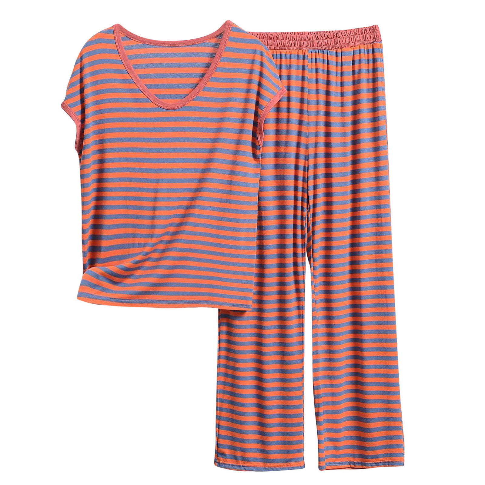 Agkizg Fall Women's Short Sleeve Pajama Sets,Cotton Pajamas for Women ...
