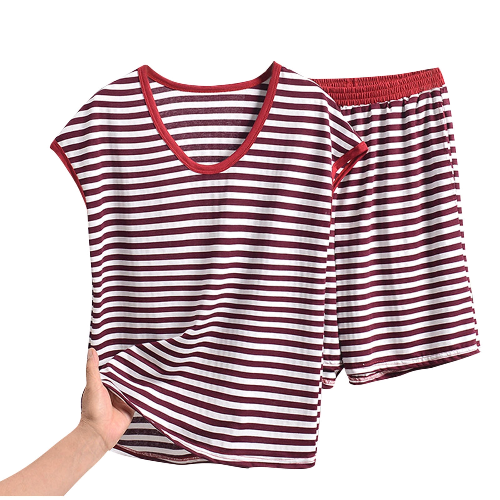 Agkizg Fall Women's Short Sleeve Pajama Sets,Cotton Pajamas for Women ...