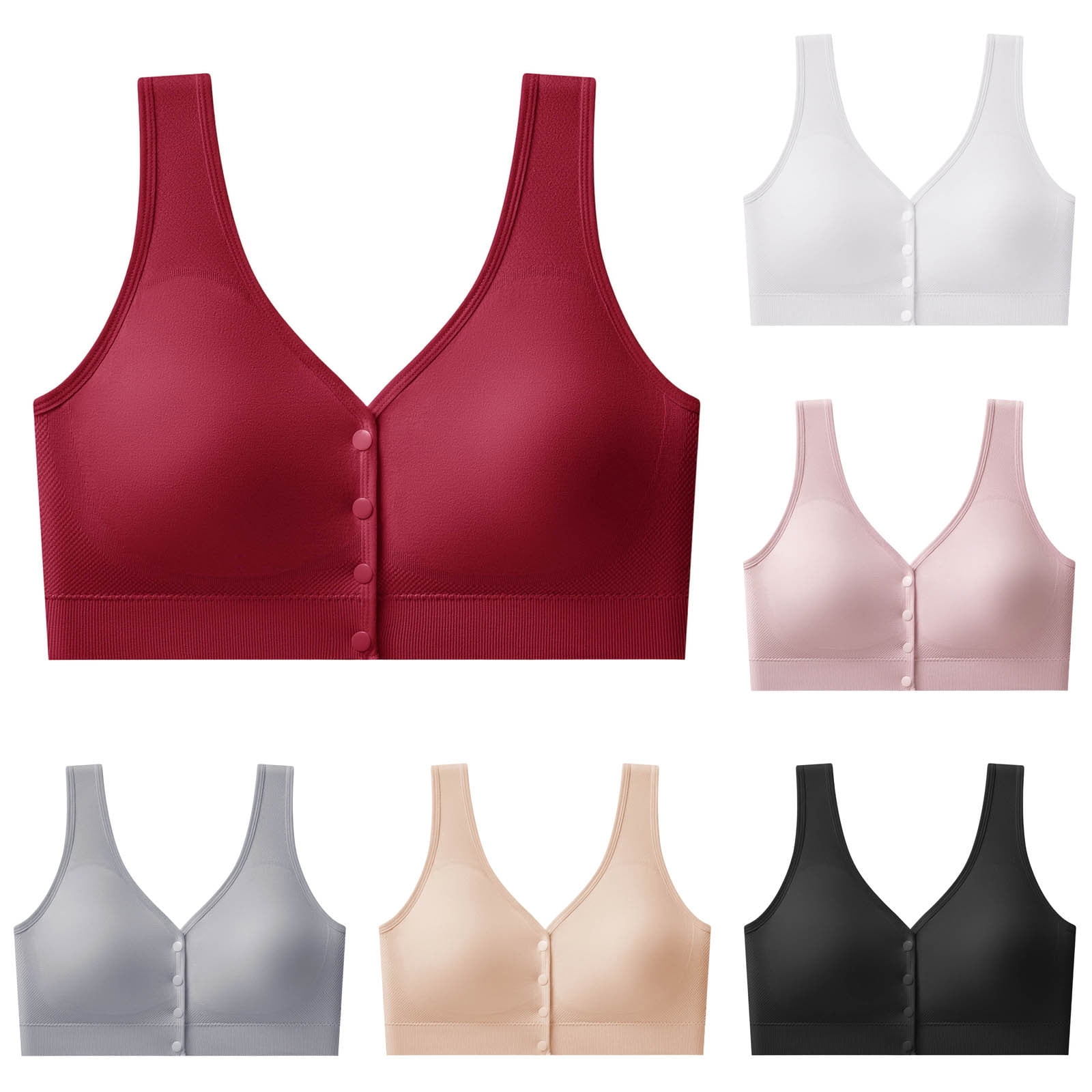 Agkizg Front Closure Bras for Women Push Up Solid Color Wireless Wide ...