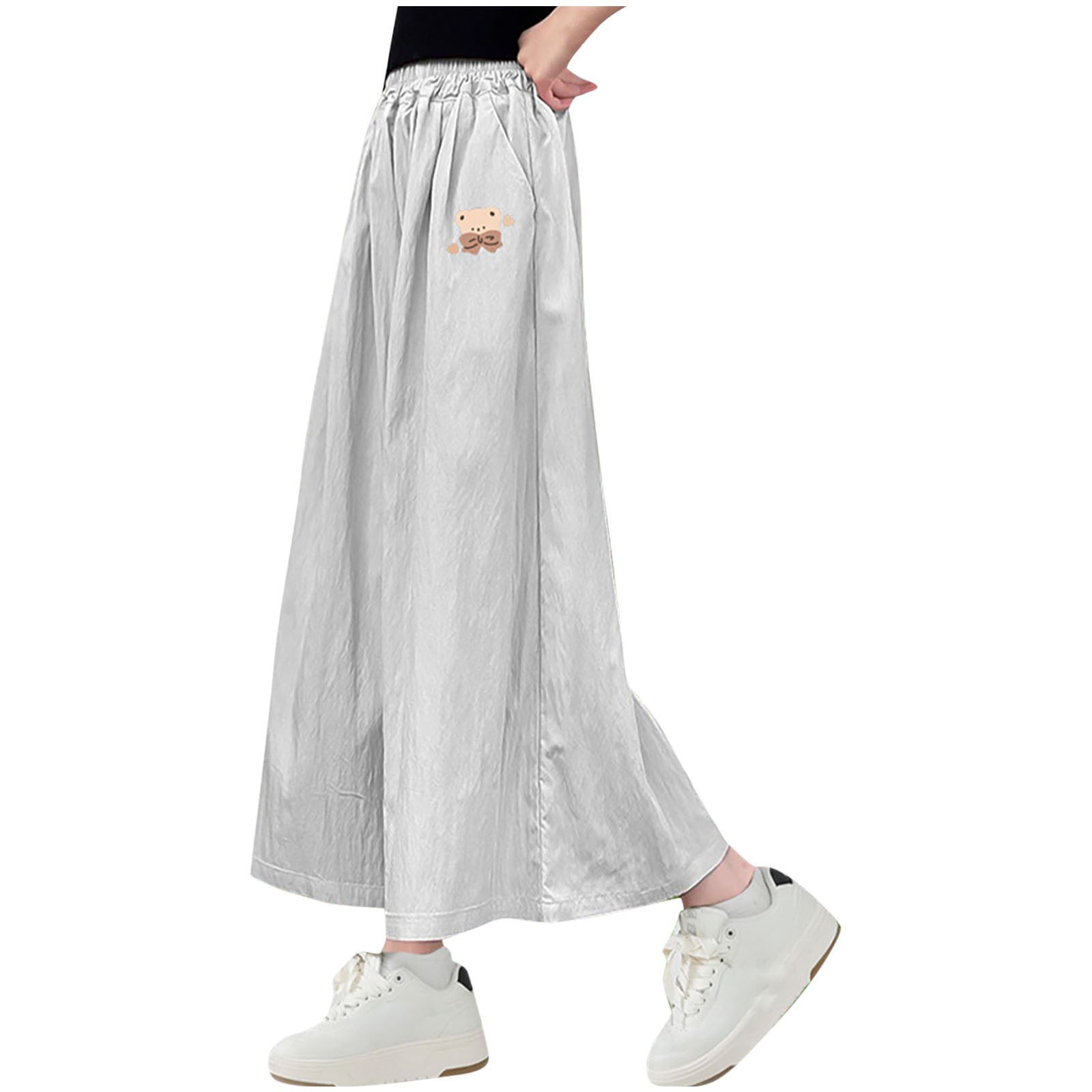 Agkizg Girls Cargo Pants,Girls Wide Leg Pants,Summer Eight Inch Wide ...