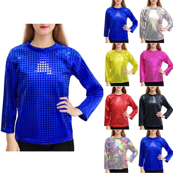 Agkizg Girls Checkered Shiny Short Sleeve Top, Cropped Length Summer ...
