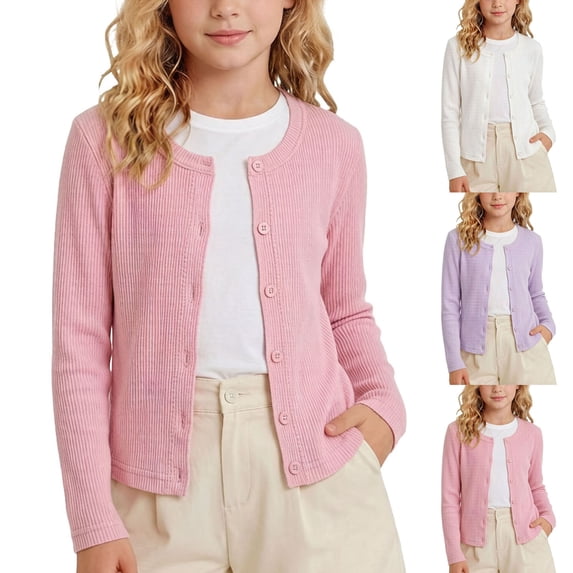 Agkizg Girls Fall Solid Color Ice Silk Lightweight Cardigan, Long ...