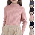 Agkizg Girls Fall Solid Color Mock Neck Pullover Sweater, Long Sleeve ...
