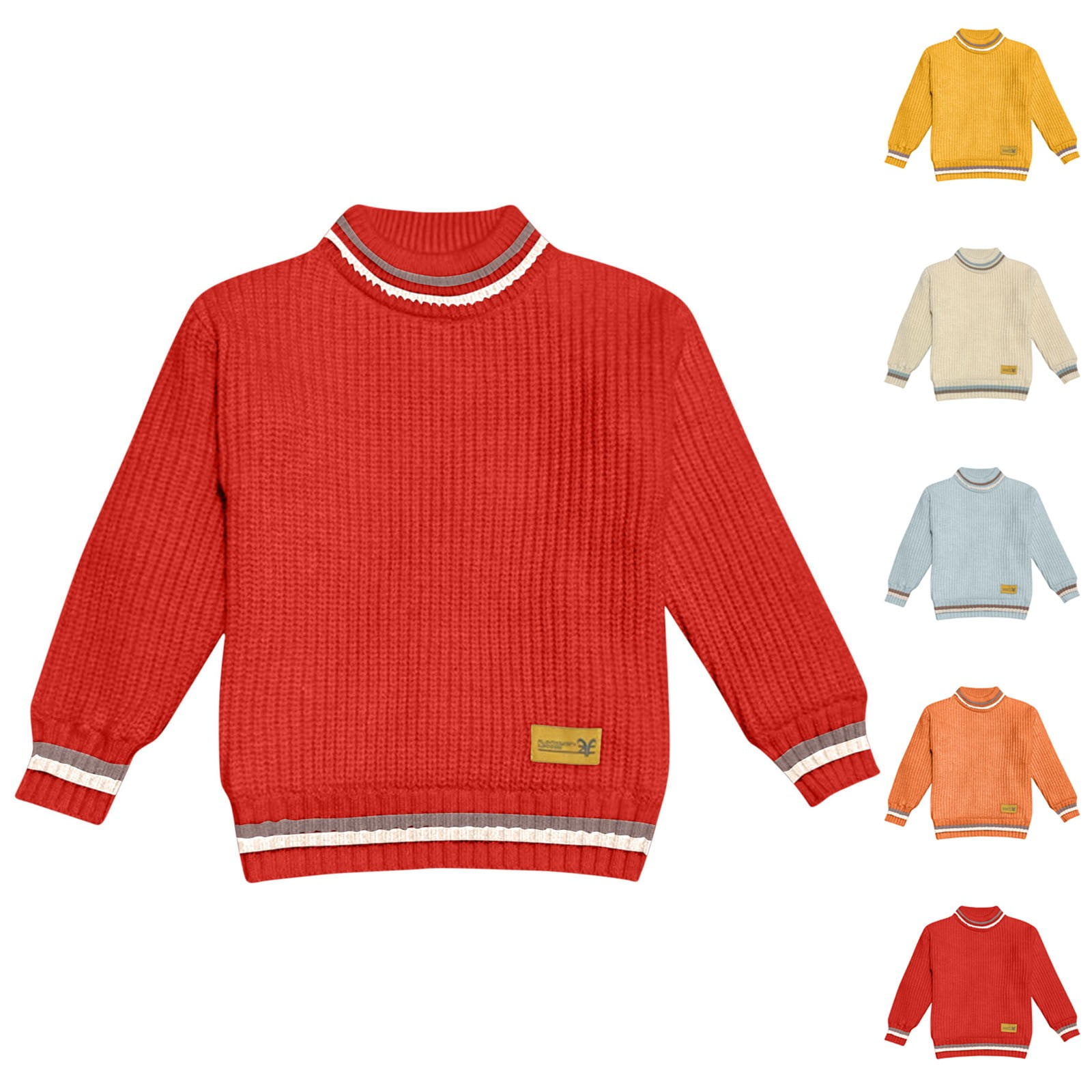 Agkizg Girls Fall Solid Color Pullover Sweater, Long Sleeve Crewneck ...
