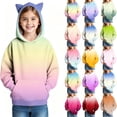 Agkizg Girls Gradient Hoodie with Ears and Pouch Pocket, Fleece Lined ...