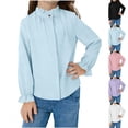 Agkizg Girls Mock Neck Blouse, Solid Color Long Sleeve Button Down ...