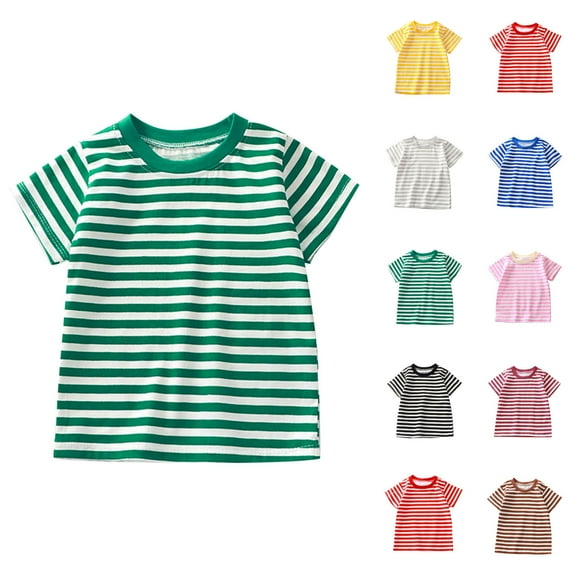 Agkizg Girls Short Sleeve Tops,Girls Striped T-Shirt,Toddler Girls ...