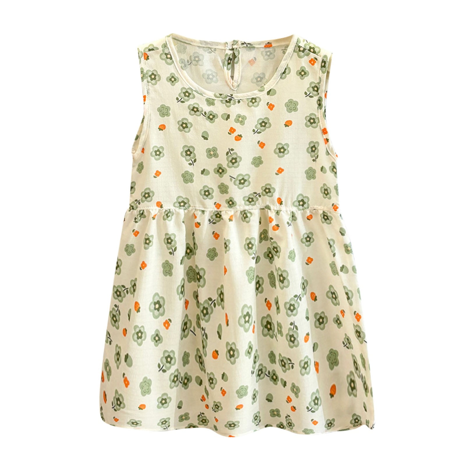 Agkizg Girls Sleeveless Tank Dresses Crewneck Flower Print Casual A ...