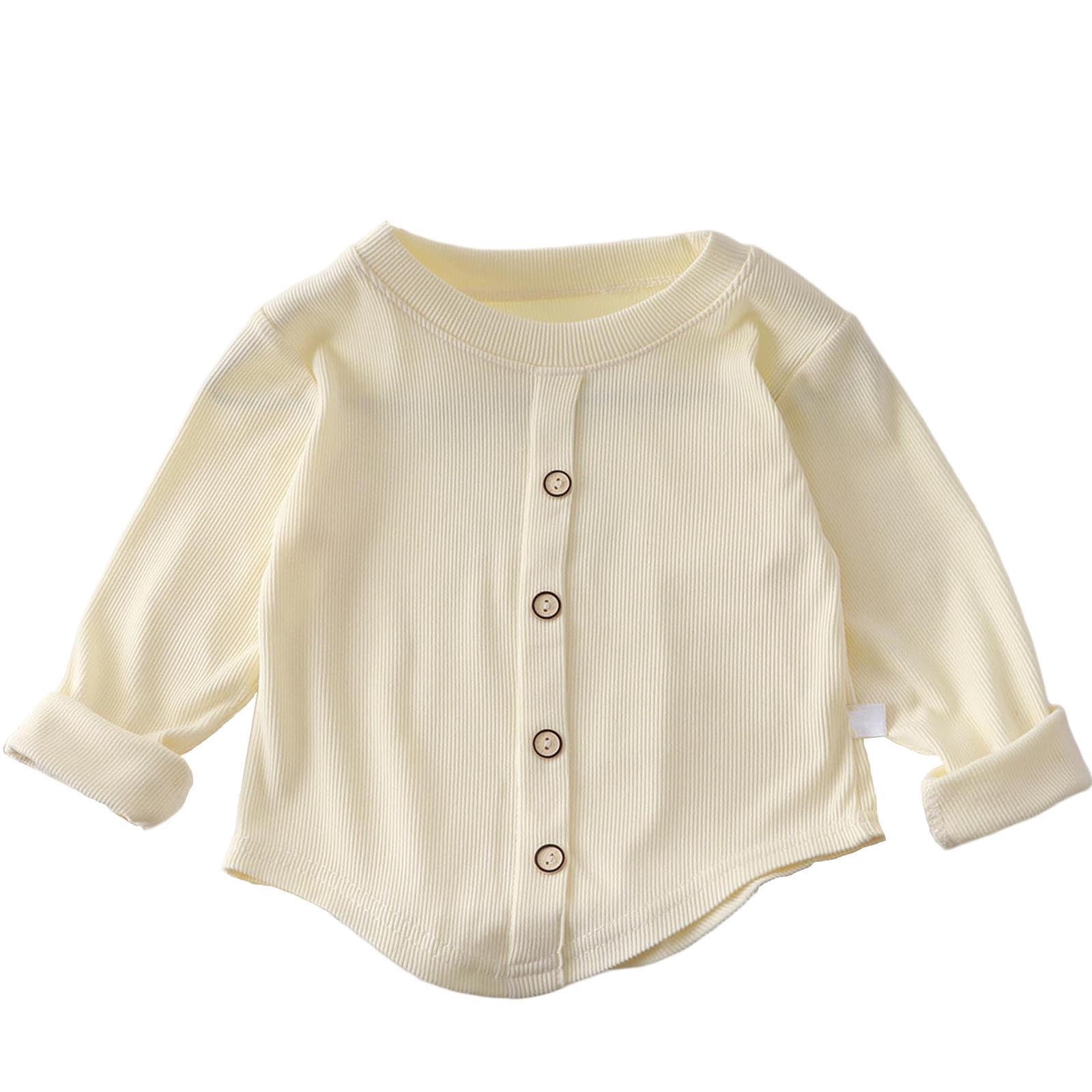 Agkizg Girls Solid Color Long Sleeve Tee with Button Detail, Round Neck ...