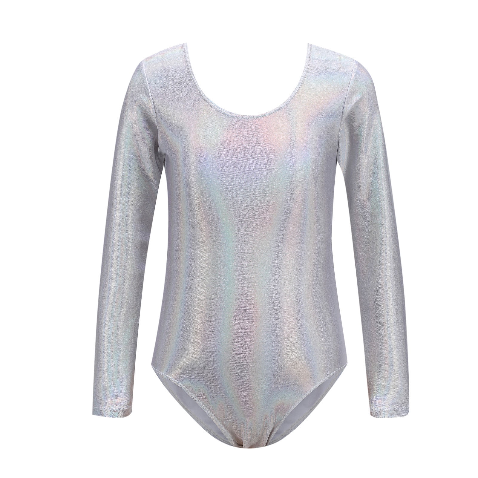 Agkizg Kid Girls Gymnastic Leotard Long Sleeve Color Gradient Sparkly ...