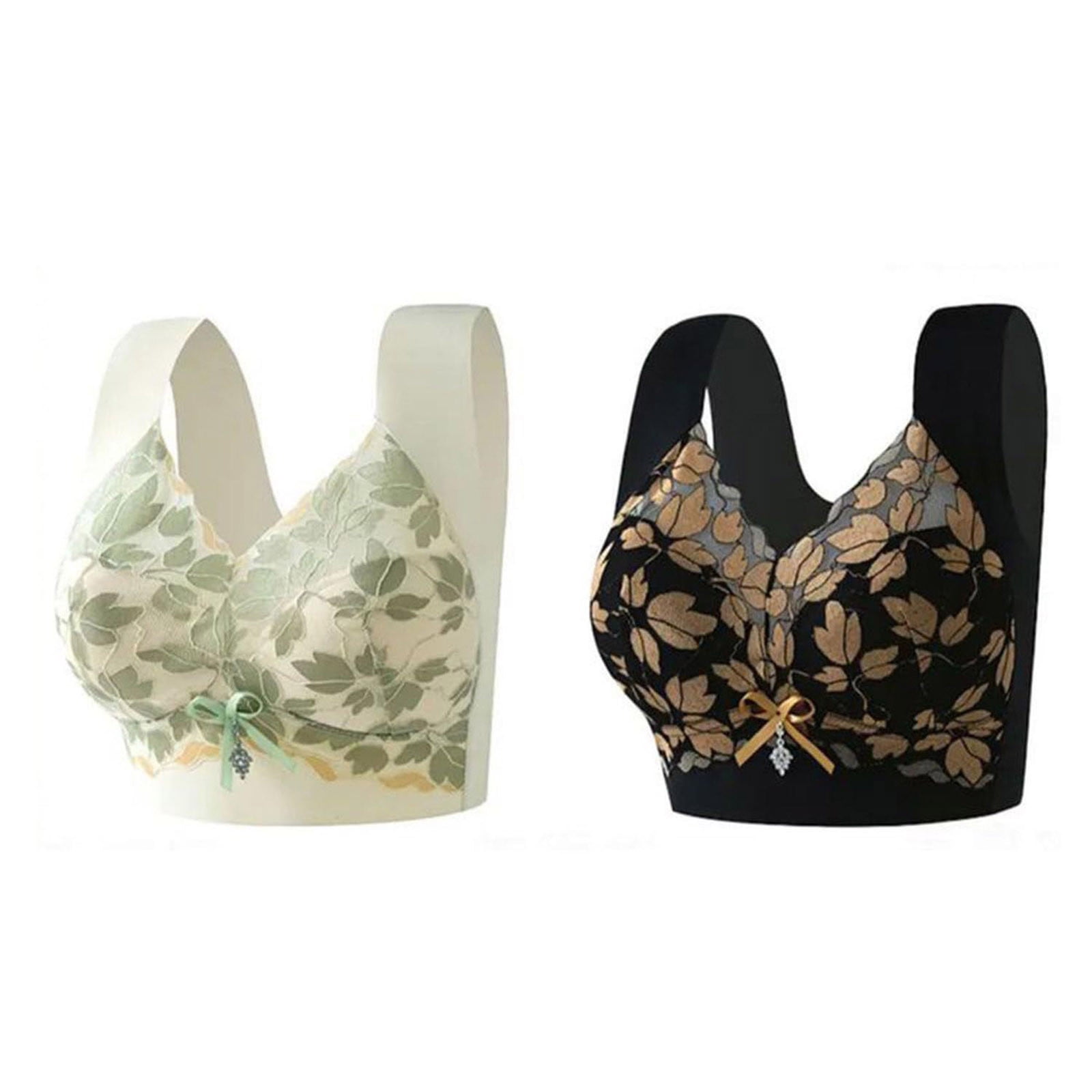 Agkizg Lace Cami Leaf Embroidered Racerback Seamless Bandeau Layering ...