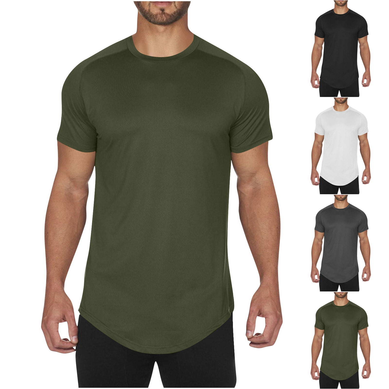 Agkizg Men Athletic T Shirts Solid Color Short Sleeve Crew Neck Tops ...