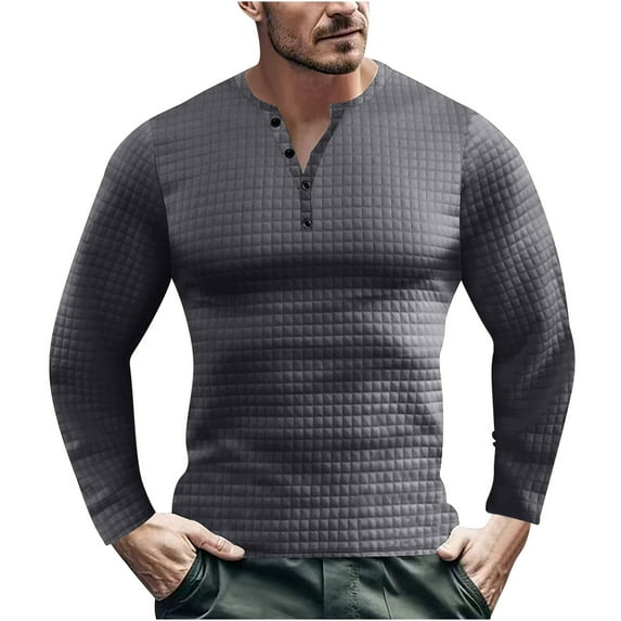 Agkizg Men Long Sleeve Shirts,Mens Casual Shirts,Men's Knit Shirt Solid ...