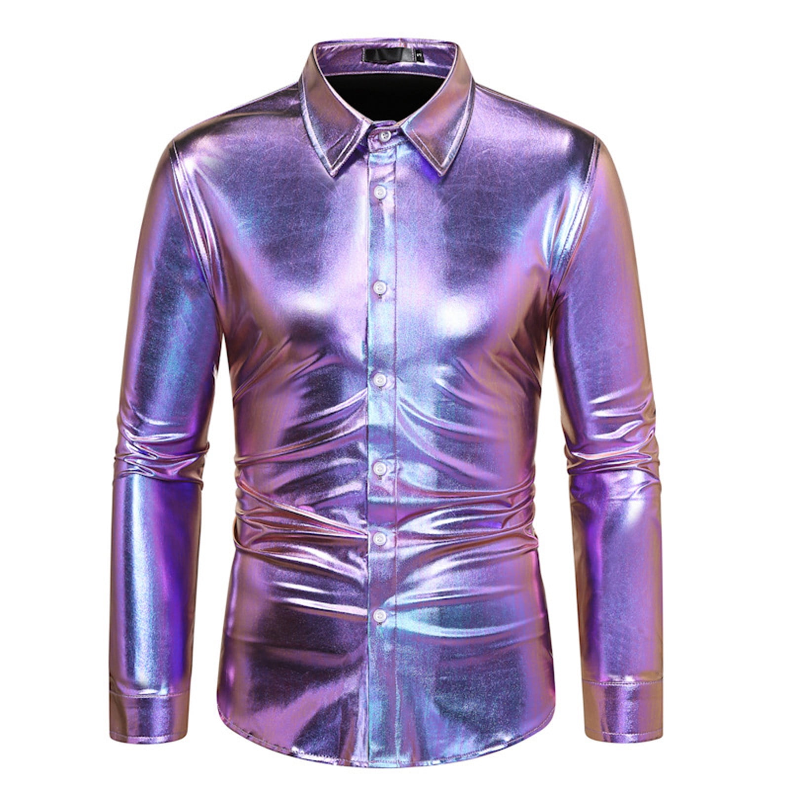 Agkizg Men Long Sleeve Shirts,Mens Casual Shirts,Men's Shiny Stage ...