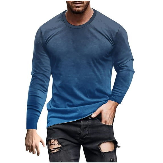 Agkizg Men Long Sleeve Shirts,Mens Casual Shirts,Mens T-Shirt Gradient ...