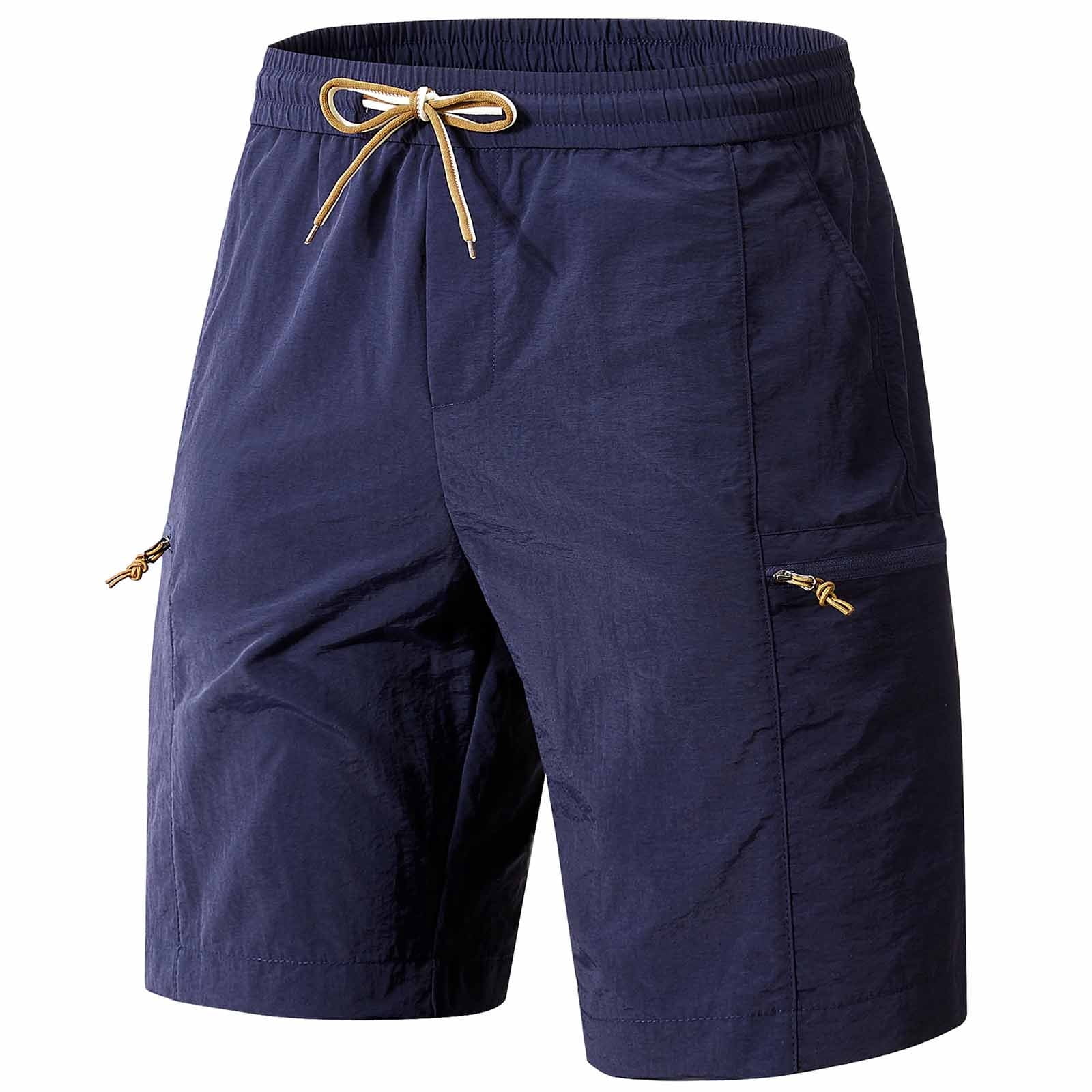 Agkizg Men's Shorts Casual Beach Loose Elastic Waistband Zipper Closure ...