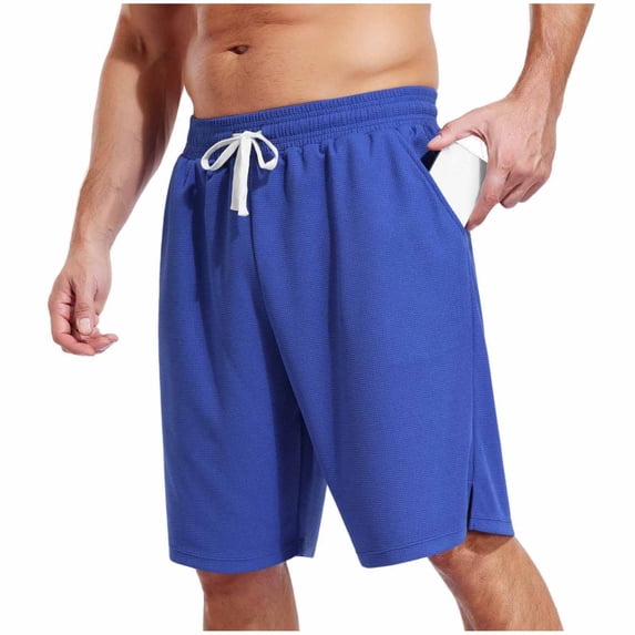 Agkizg Men's Shorts Solid Color Casual Drawstring Closure Pockets ...