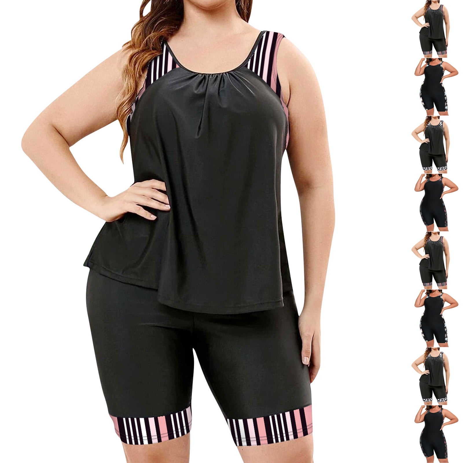 Agkizg Plus Size Blouson Tankini Swimsuits for Two Piece Bathing Suits ...