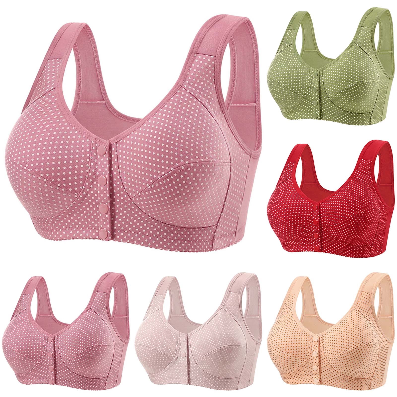 Agkizg Plus Size Bras for Women Front Closure Print Breathable Wireless ...