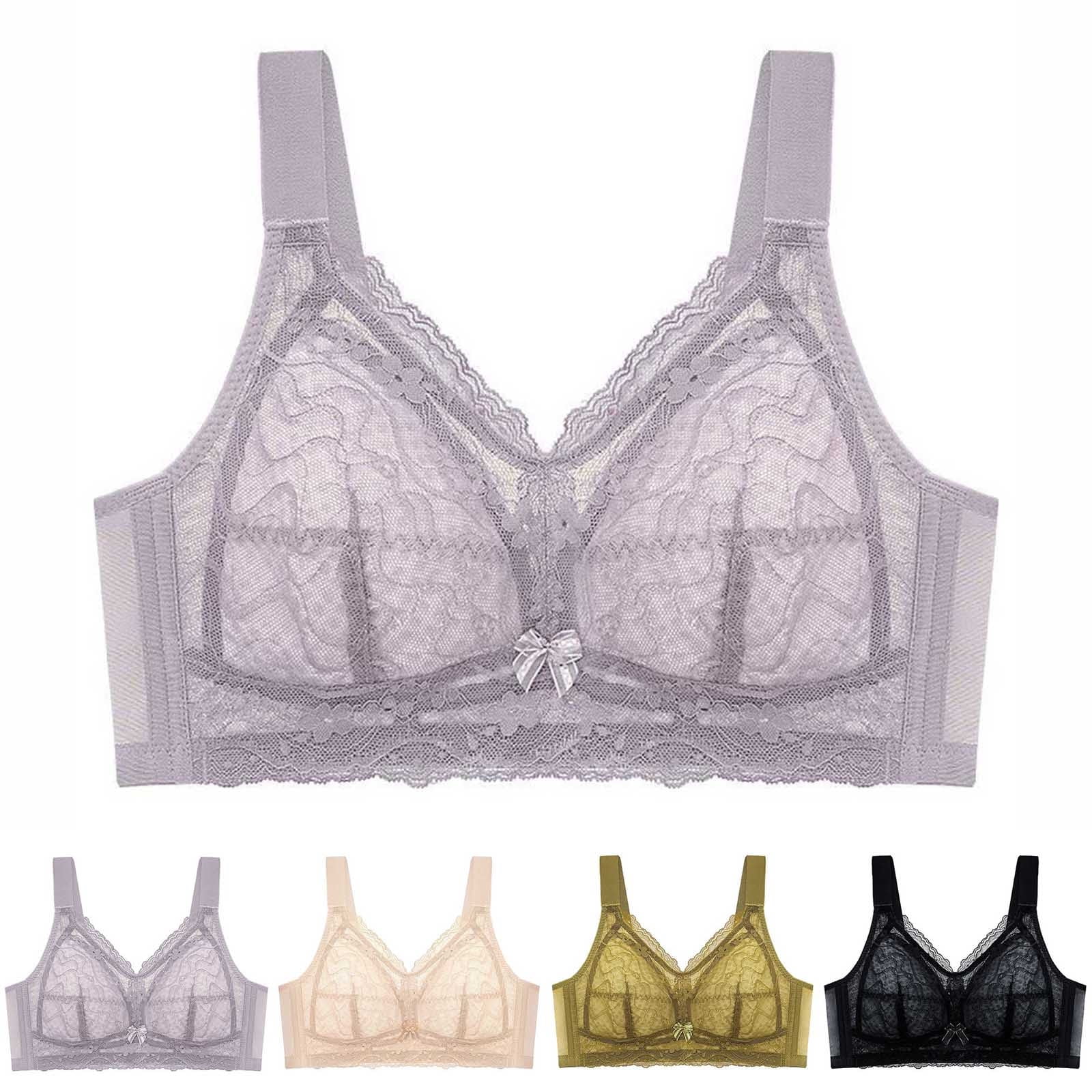 Agkizg Plus Size Bras for Women Push Up Lace Lightly Lined Wireless ...