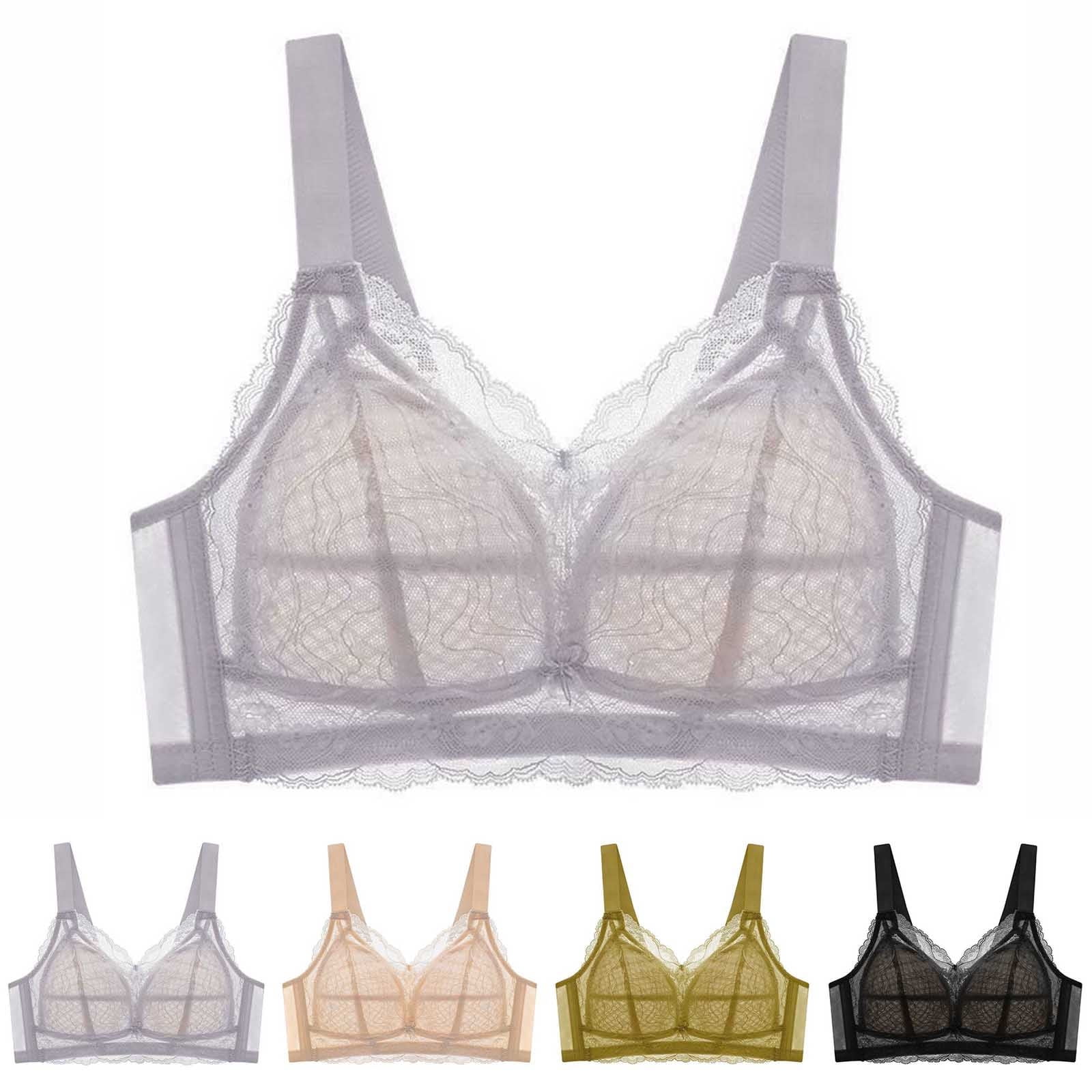 Agkizg Plus Size Bras for Women Push Up Lace Lightly Lined Wireless ...