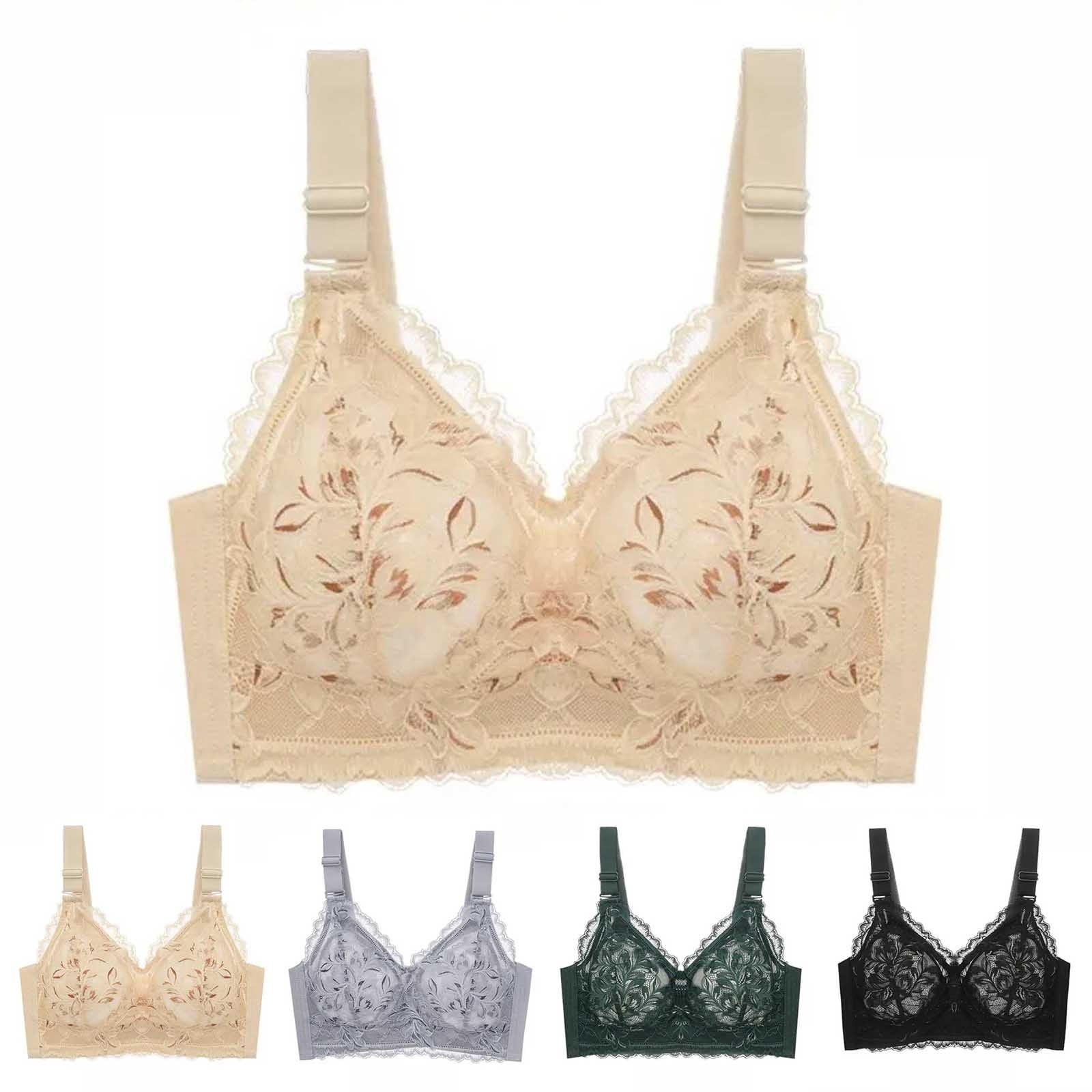 Agkizg Plus Size Bras for Women Push Up Lace Lightly Lined Wireless ...