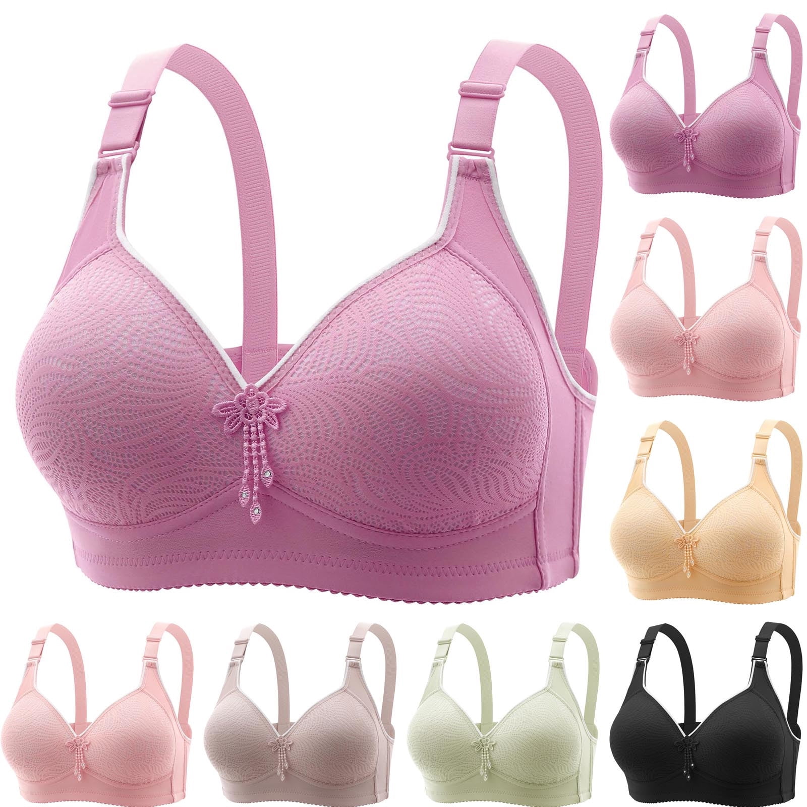 Agkizg Plus Size Bras for Women Push Up Solid Color Side Support Full ...