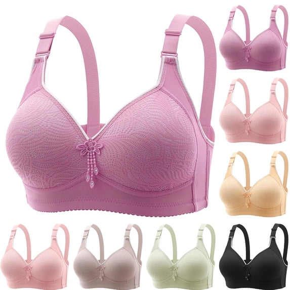 Agkizg Plus Size Bras for Women Push Up Solid Color Side Support Full ...