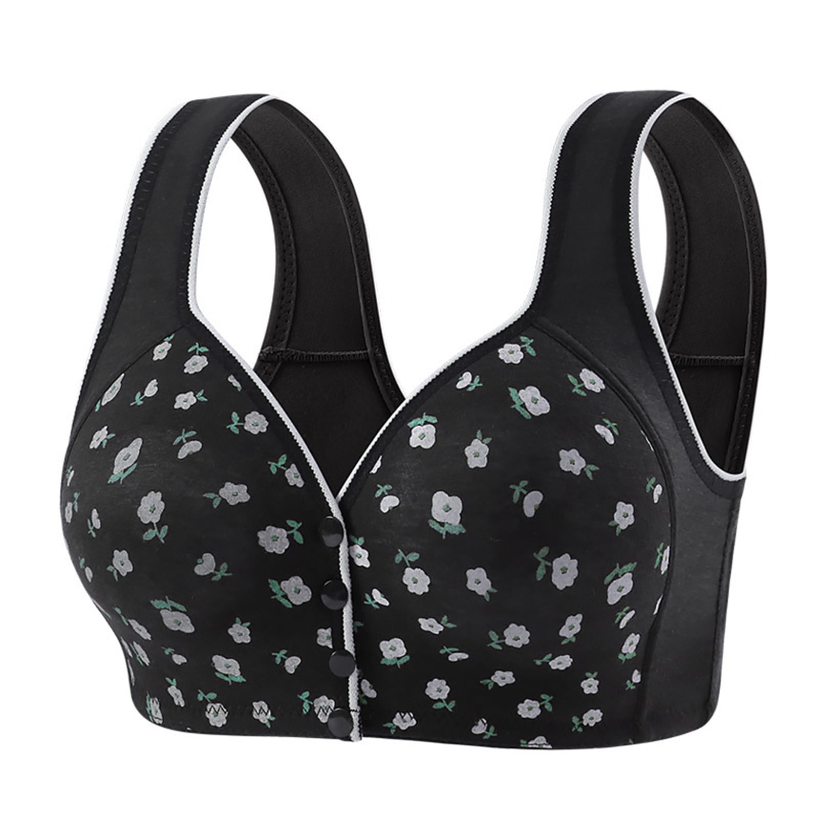 Agkizg Plus Size Floral Print Wireless Daily Bra,Push Up Breathable ...