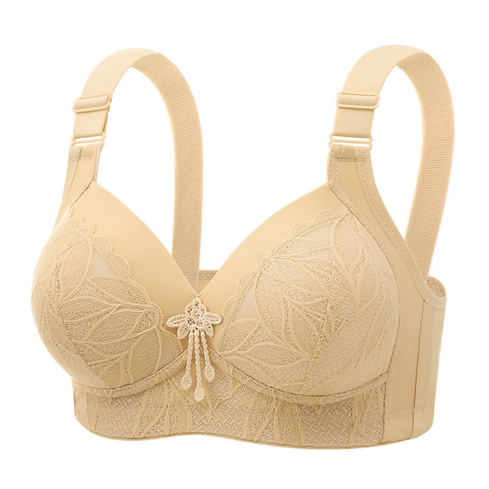 Agkizg Plus Size Lace Bra,Wireless Thin Padded Seamless Bra,Soft ...