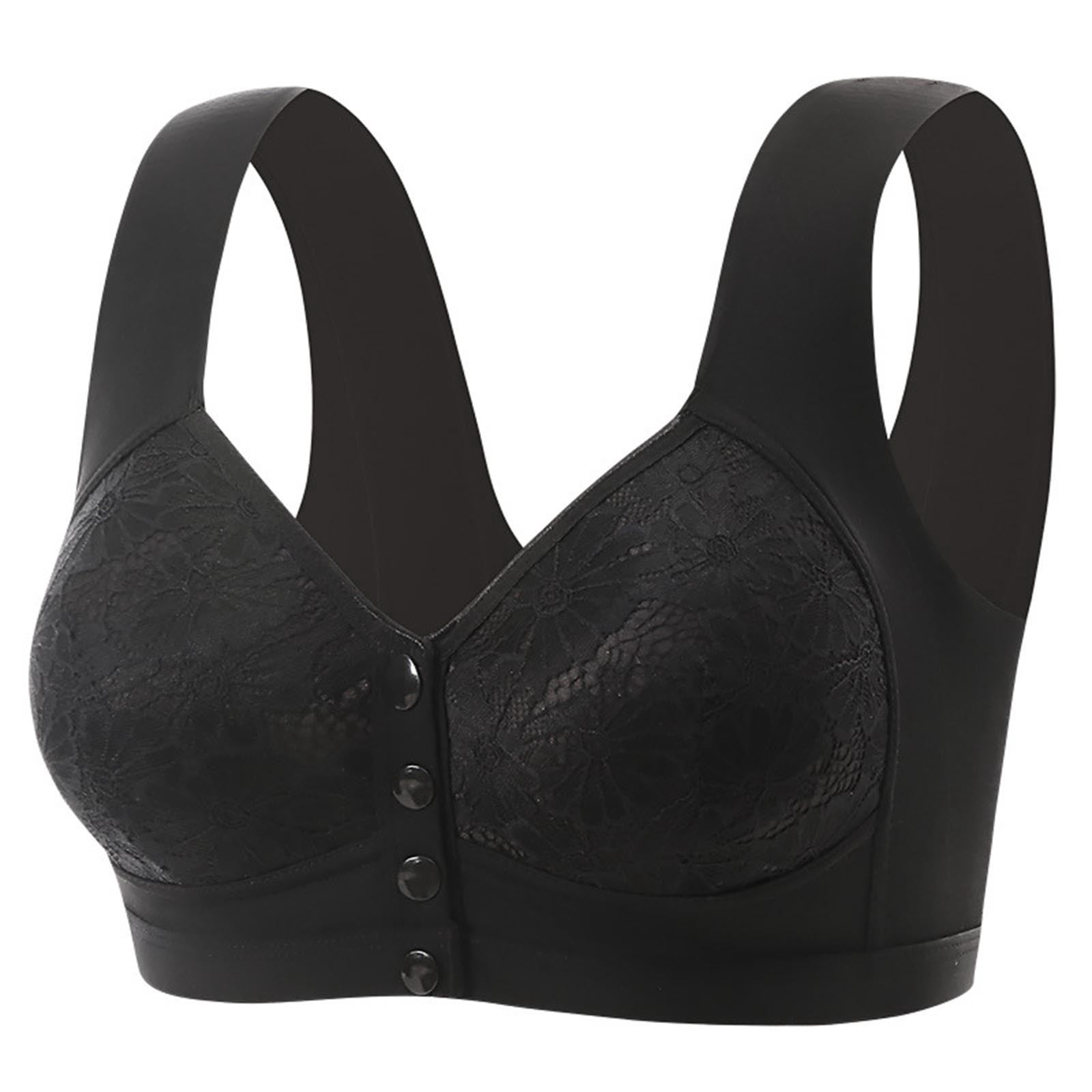 Agkizg Plus Size Lace Patchwork Front Closure Wireless Tank Bra,Push Up ...