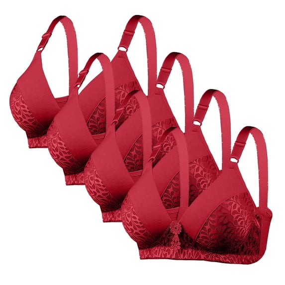 Agkizg Plus Size Lace Wireless Bra Push Up Side Smoothing Thin Cup ...