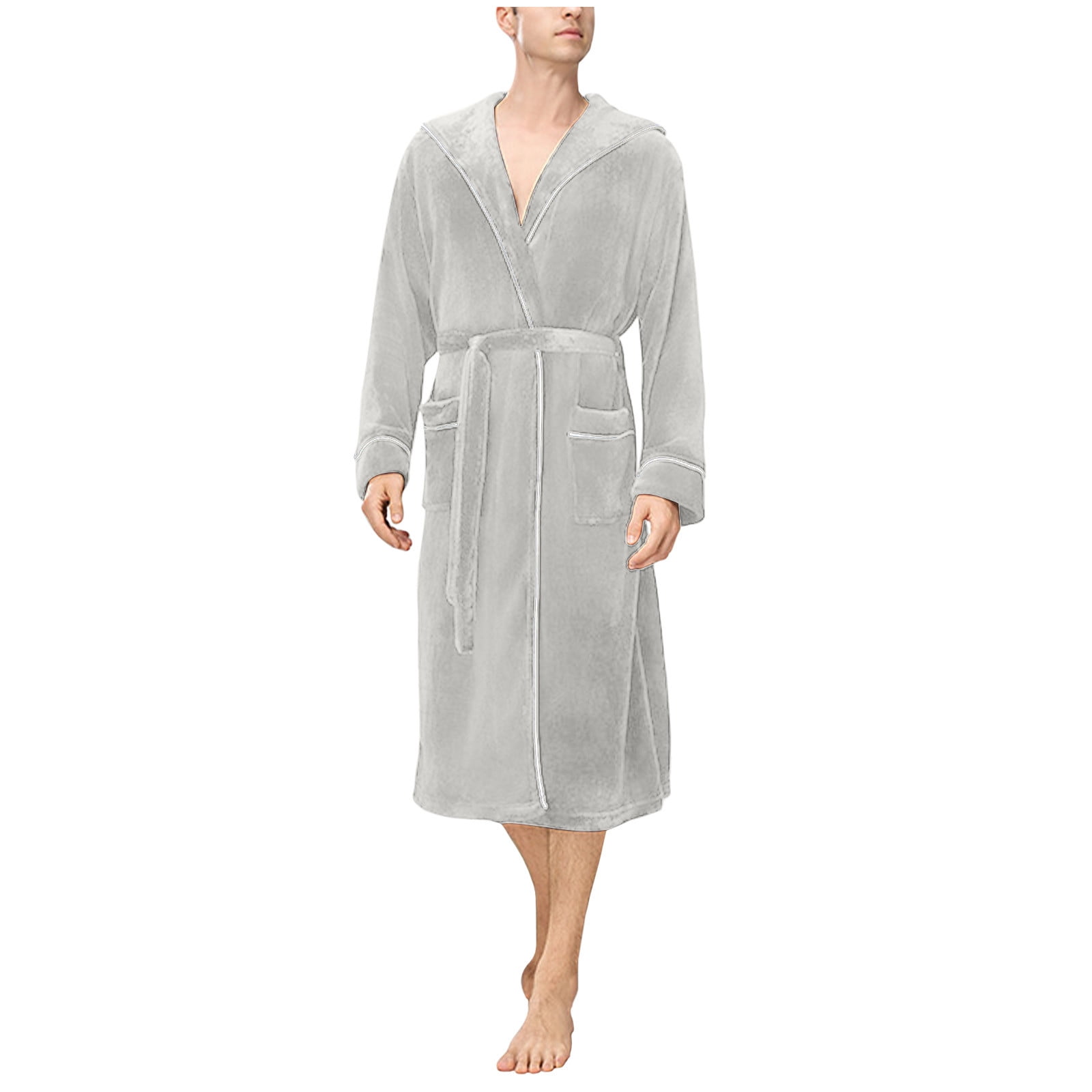 Agkizg Plus Size Men's Fleece Bathrobe,Long Robes for Men's House Robes ...