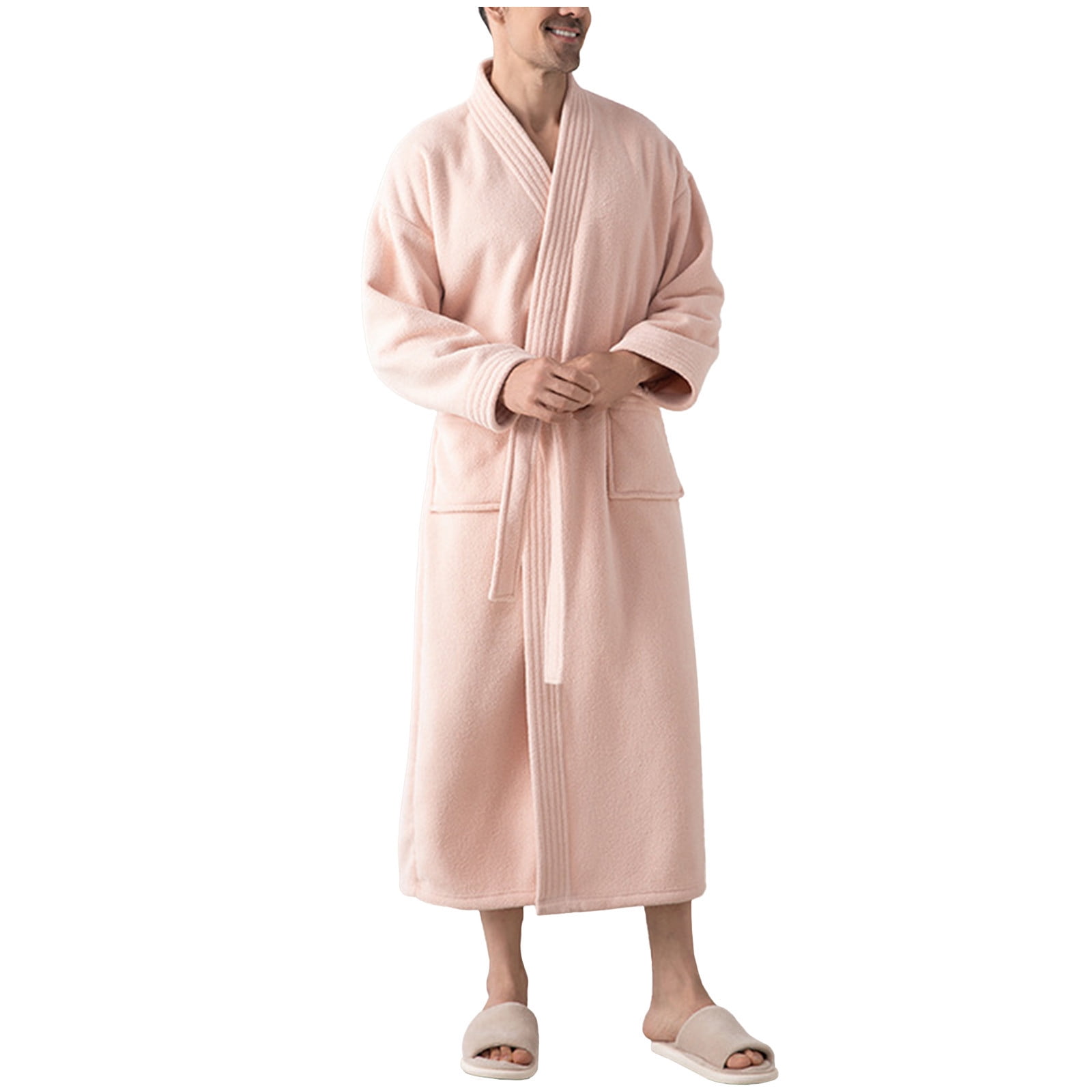 Agkizg Plus Size Men's Fleece Bathrobe,Long Robes for Men's House Robes ...