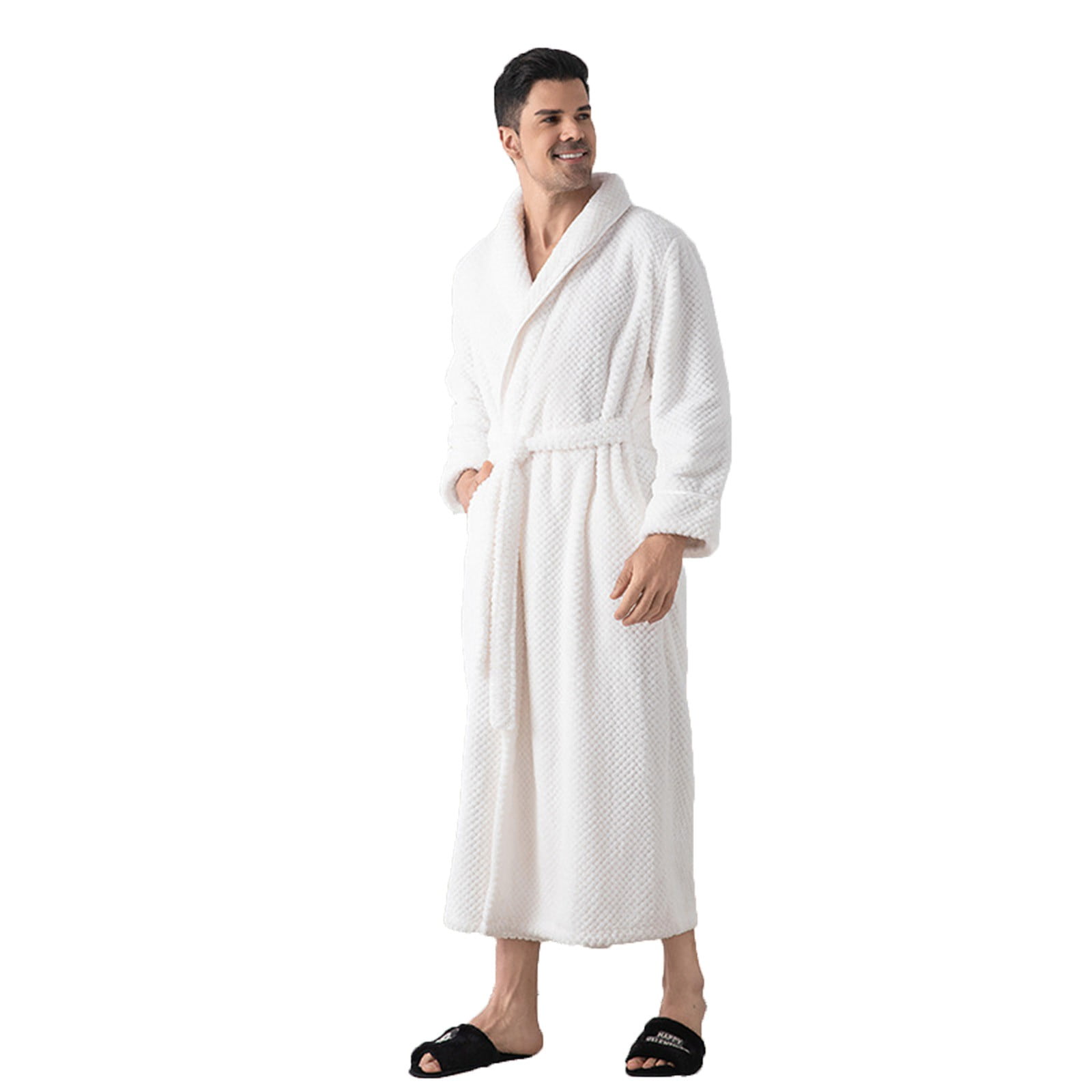 Agkizg Plus Size Men's Fleece Lined Bathrobe,Long Robes for Men's House ...