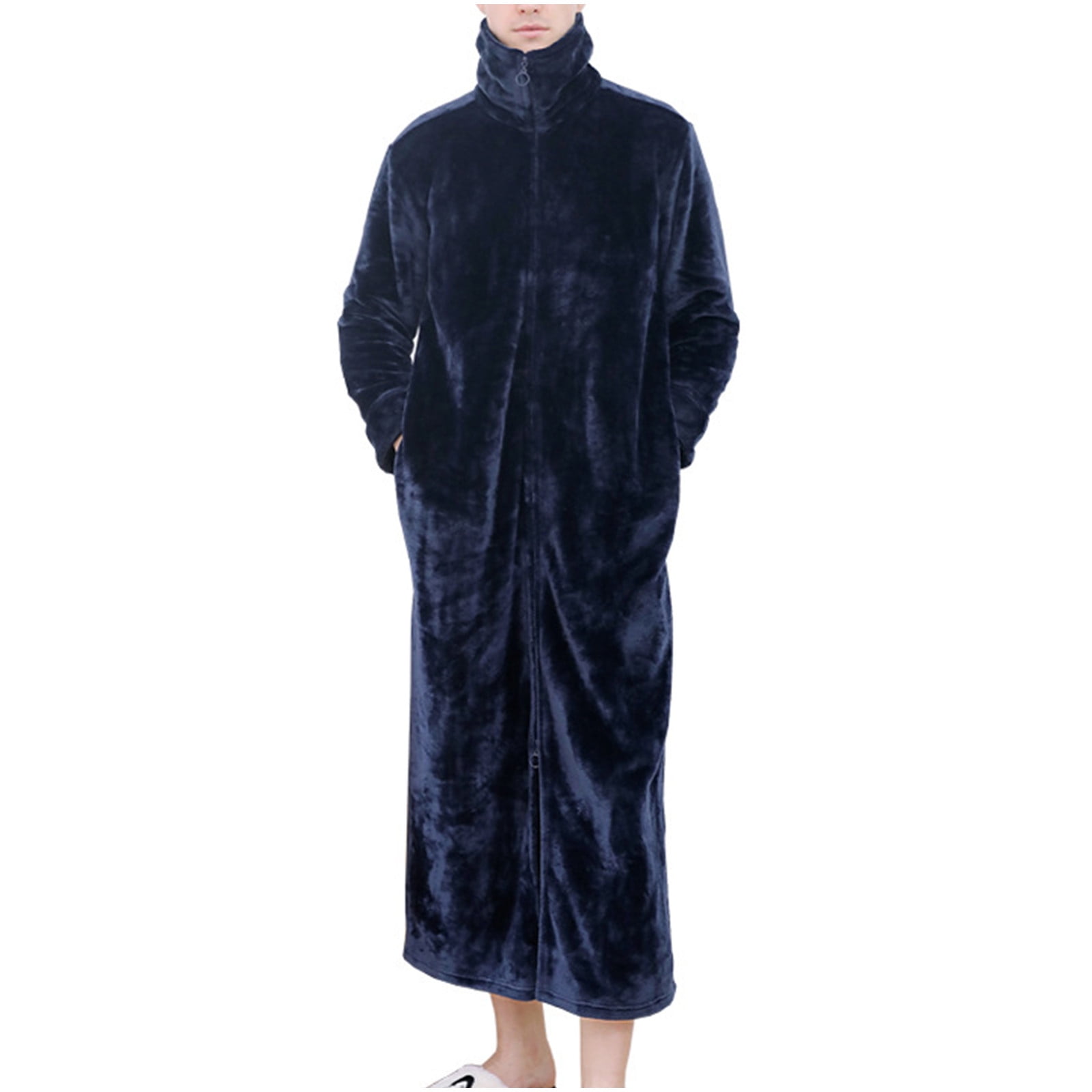 Agkizg Plus Size Men's Fleece Lined Bathrobe,Long Robes for Men's House ...