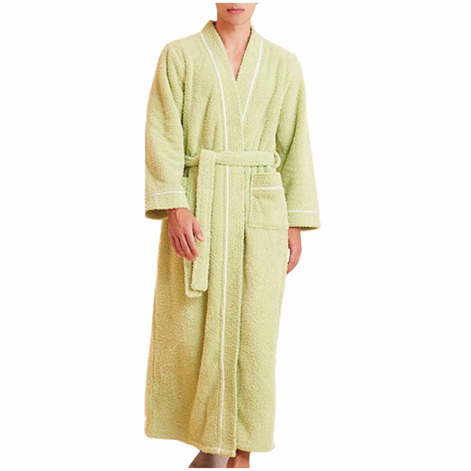 Agkizg Plus Size Men's Fleece Lined Bathrobe,Long Robes for Men's House ...