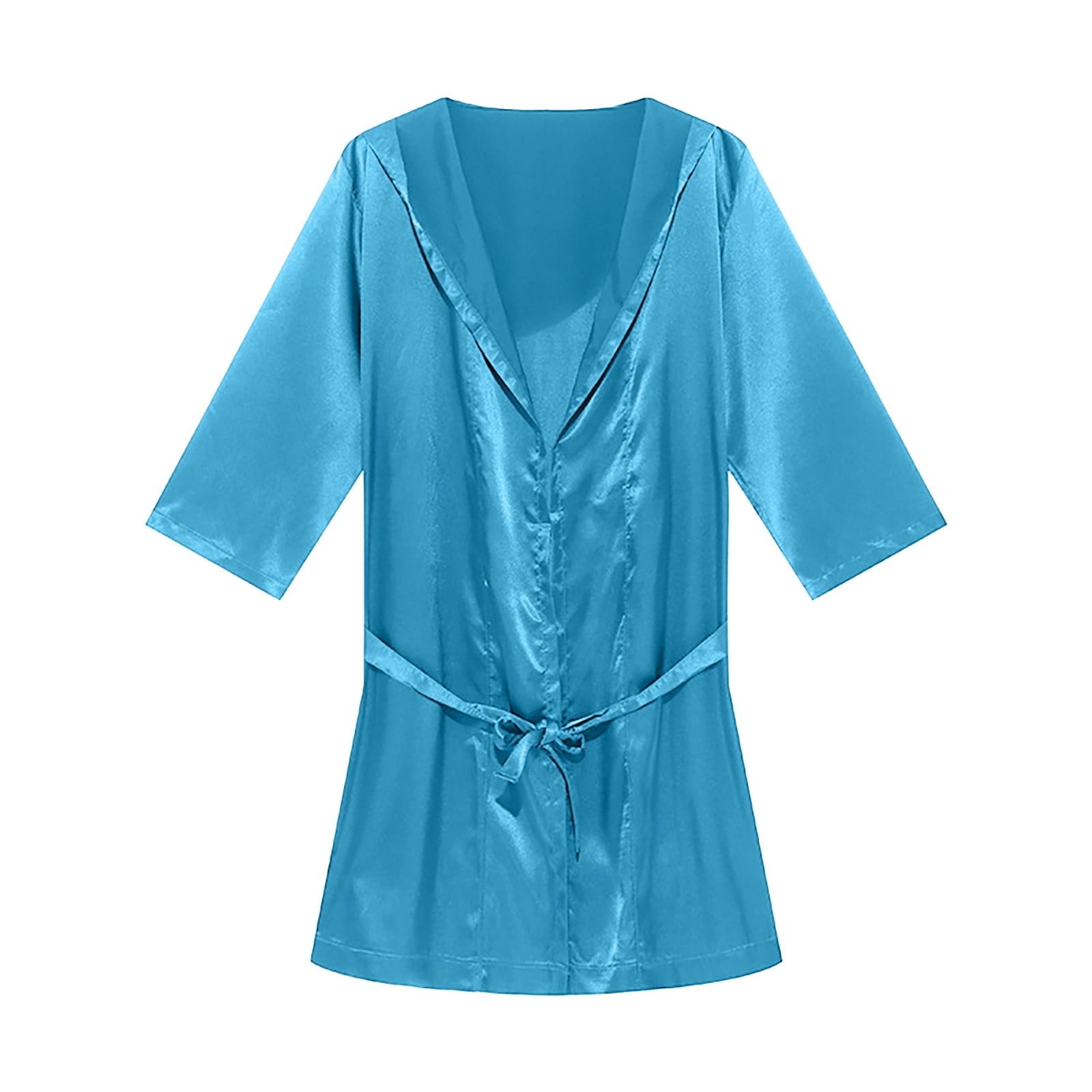 Agkizg Plus Size Men's Silk Satin Bathrobe,Long Robes for Men's House ...