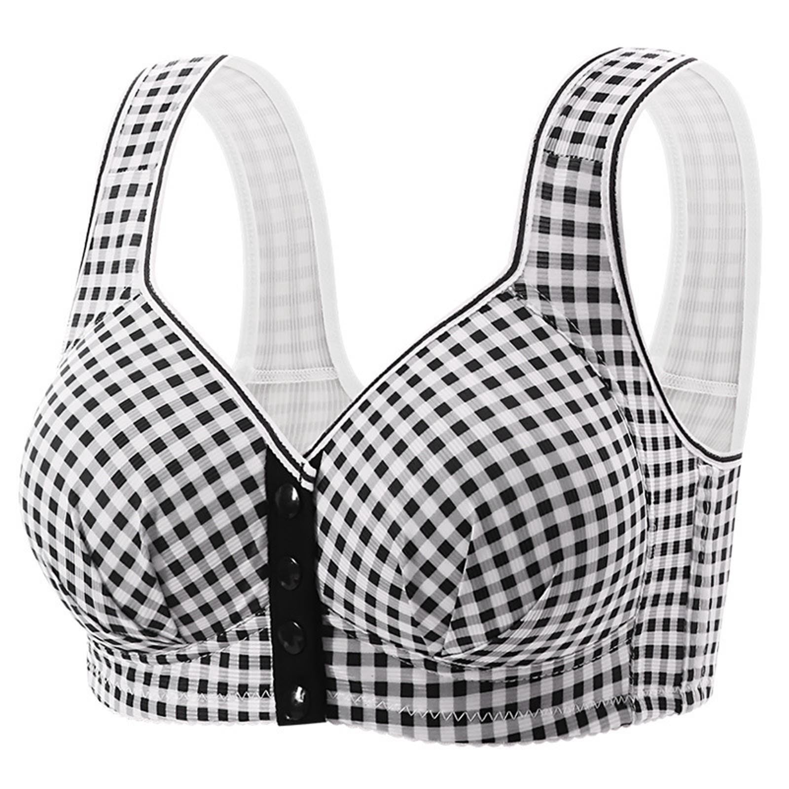 Agkizg Plus Size Plaid Front Closure Wireless Tank Bra,Push Up ...