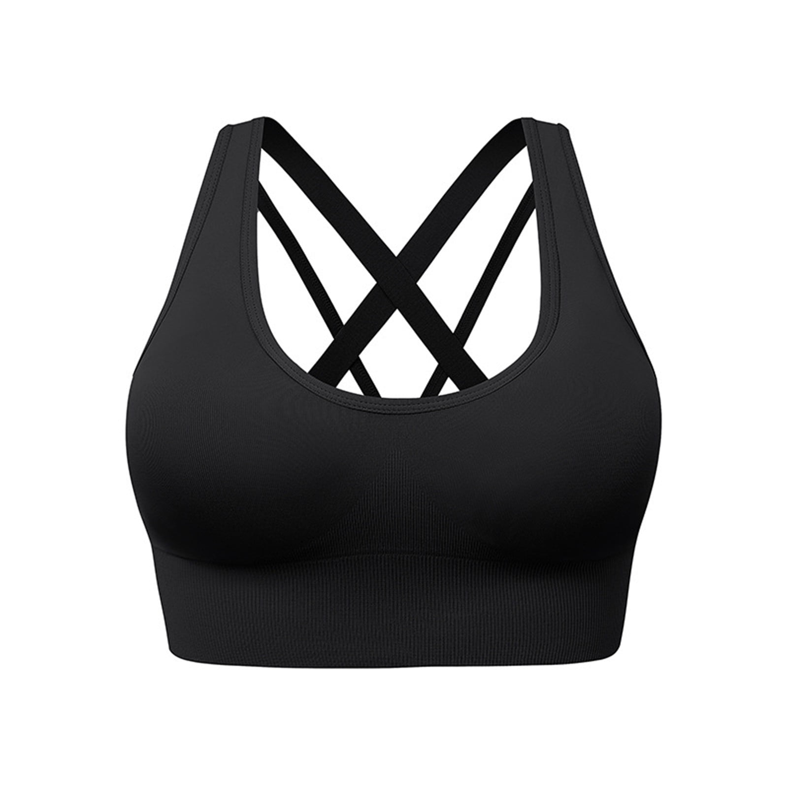 Agkizg Plus Size Solid Color Crisscross Back Sports Bra,Quickly-Dry ...