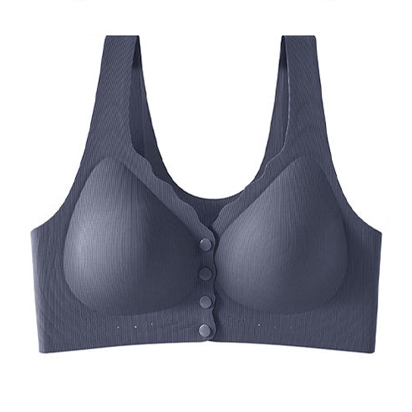 Agkizg Plus Size Solid Color Front Open Wireless Bra,Thin Back Beauty ...