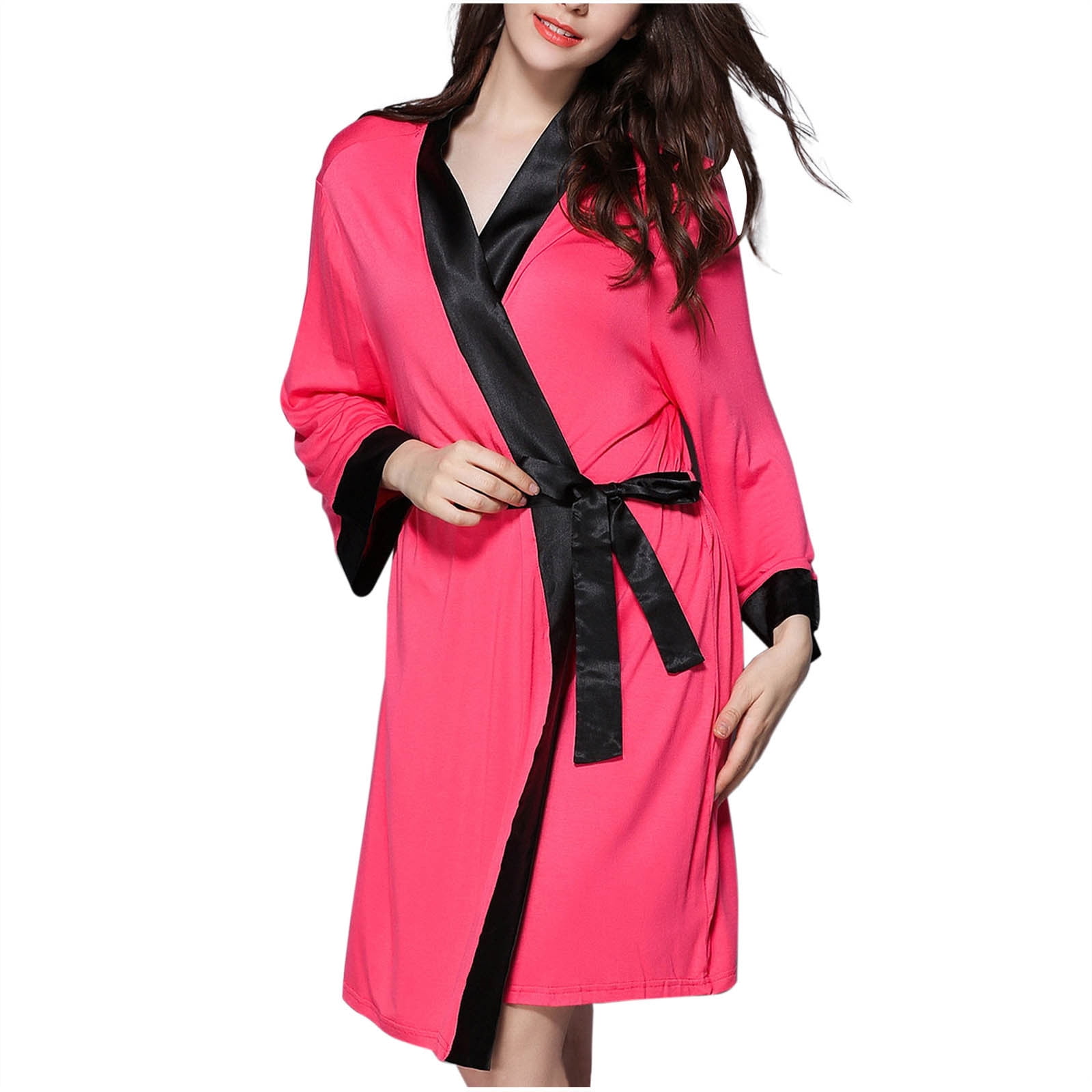 Agkizg Plus Size Women's Cottons Bathrobe,Long Robes for Women's House ...