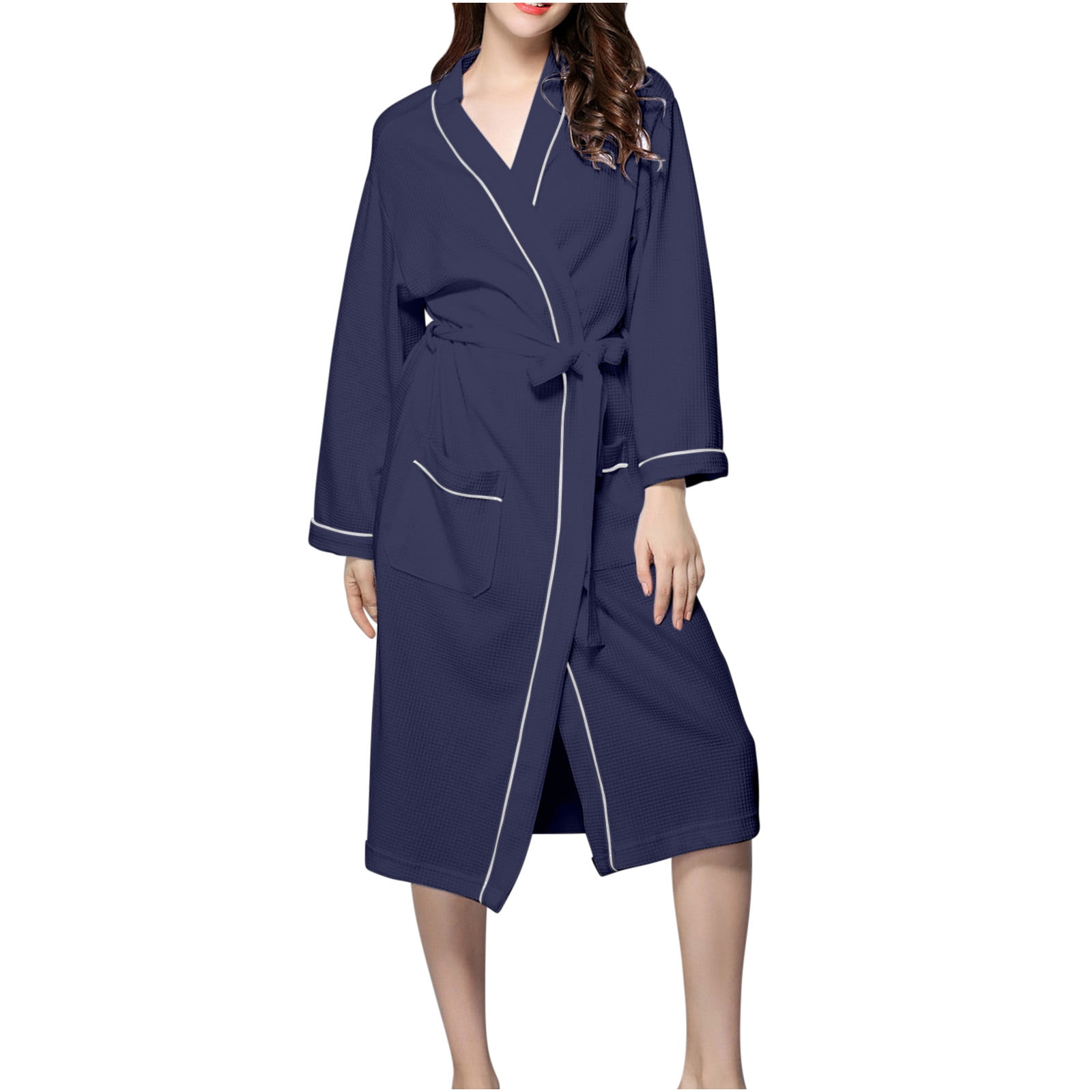 Agkizg Plus Size Women's Cottons Bathrobe,Long Robes for Women's House Robes,Womens Waffles Knit ...