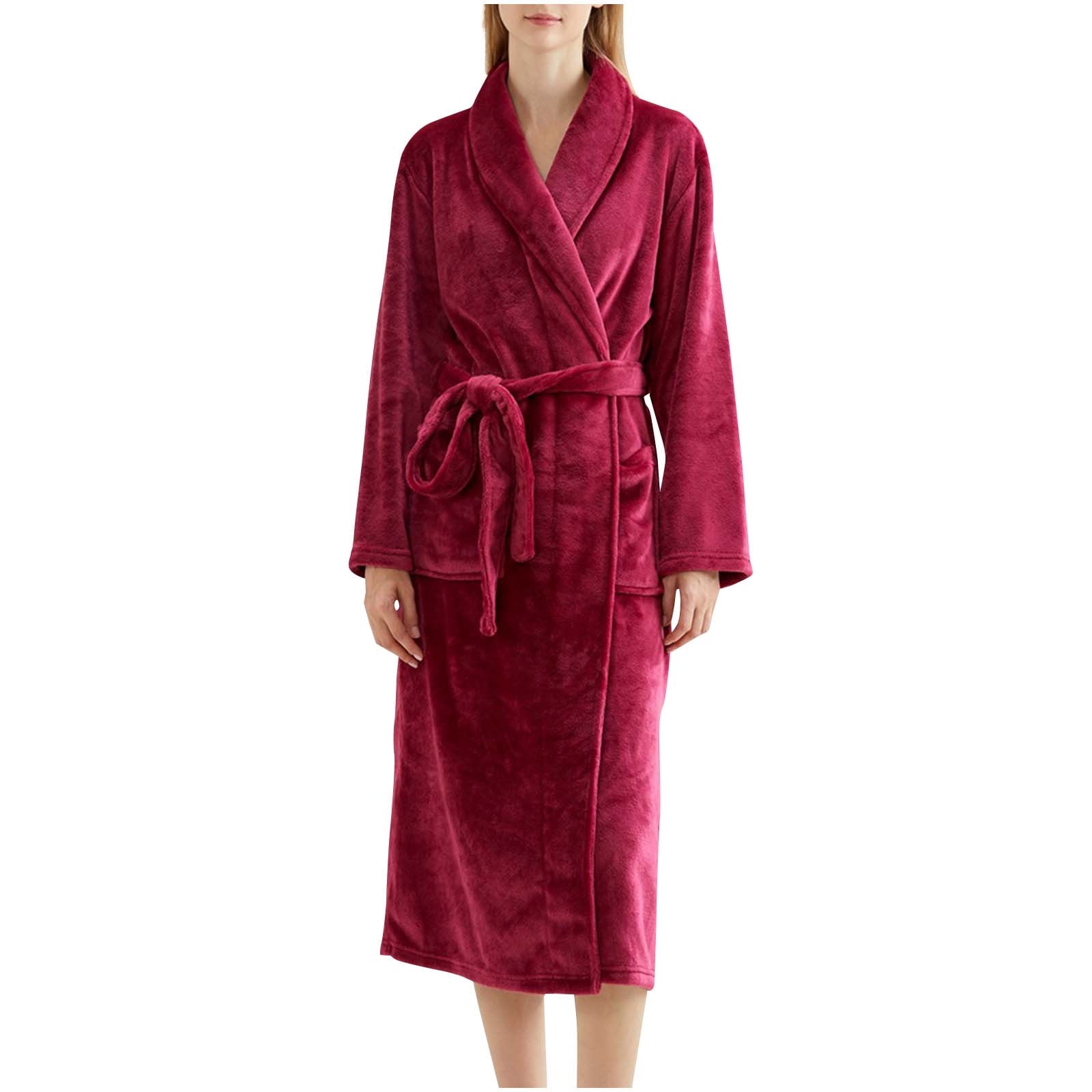 Agkizg Plus Size Women's Fleece Bathrobe,Long Robes for Women's House ...
