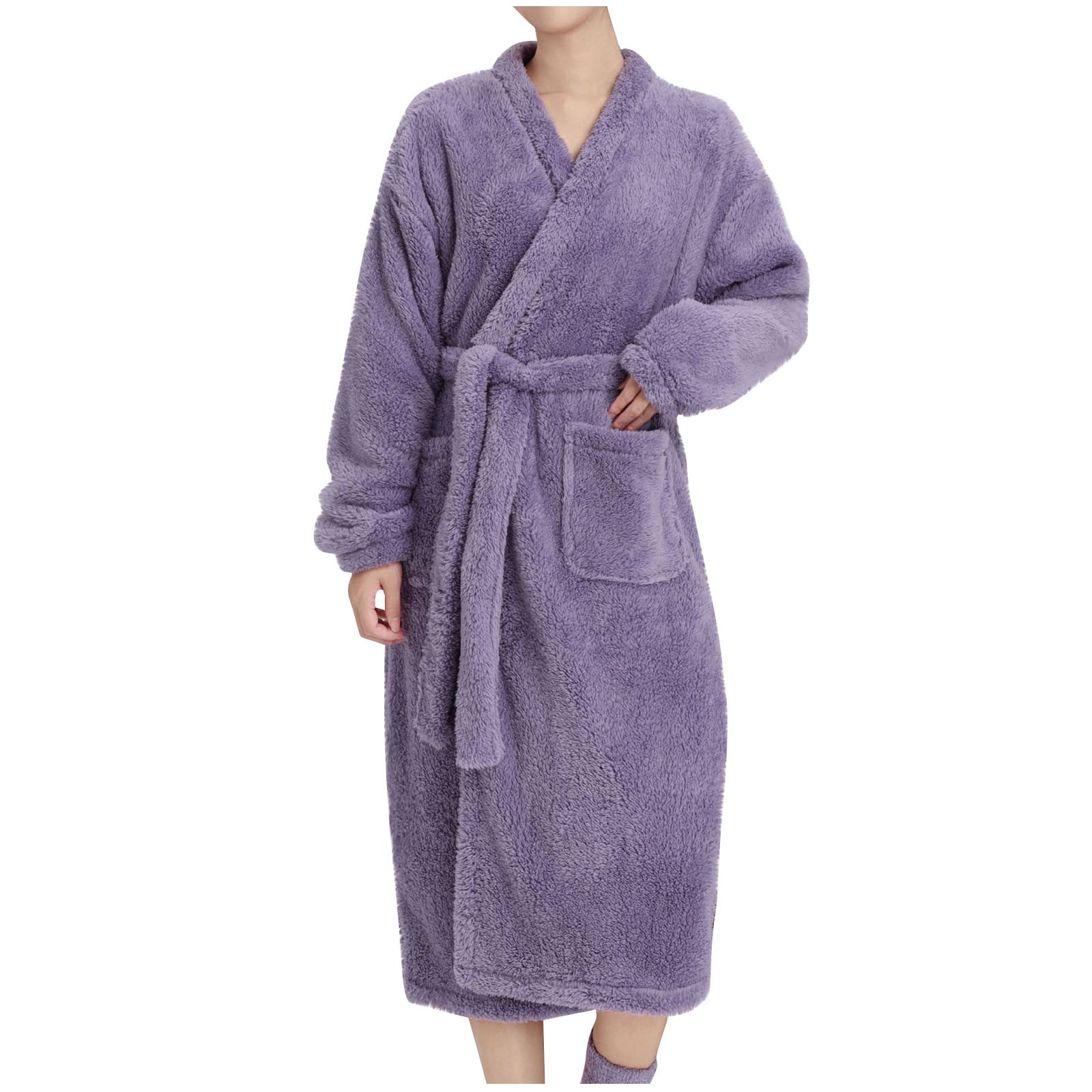 Agkizg Plus Size Women's Fleece Lined Bathrobe,Long Robes for Women's ...