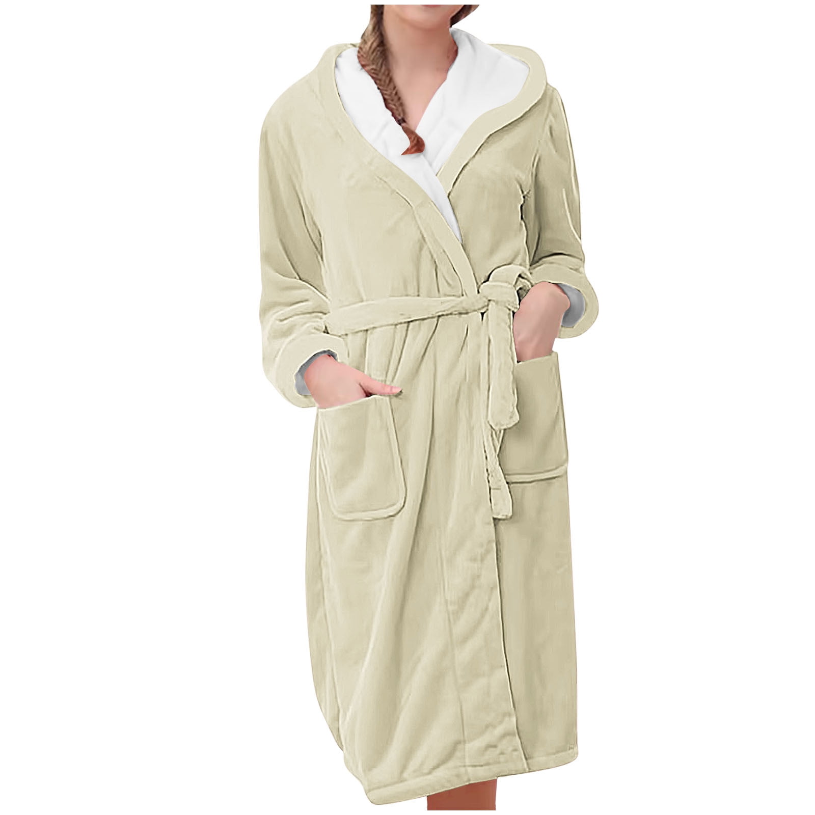 Agkizg Plus Size Women's Fleece Lined Bathrobe,Long Robes for Women's ...