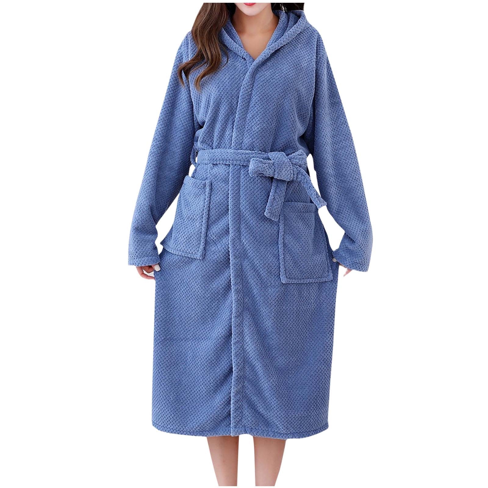 Agkizg Plus Size Women's Fleece Lined Bathrobe,Long Robes for Women's ...