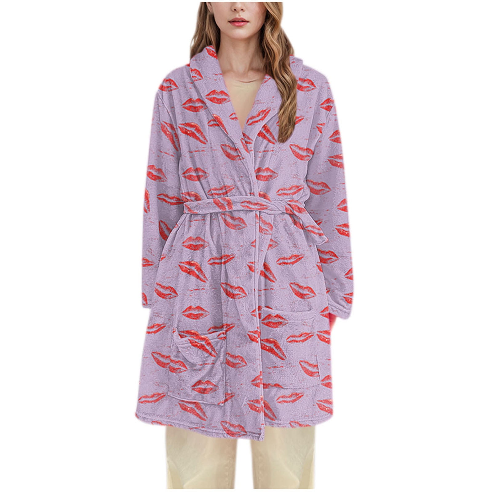 Agkizg Plus Size Women's Fleece Lined Bathrobe,Long Robes for Women's ...
