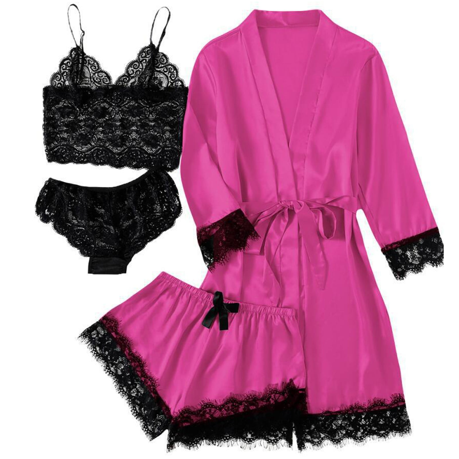 Agkizg Plus Size Women's Silk Satin Bathrobe,Long Robes for Women's ...